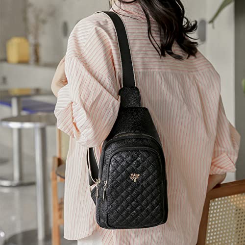 Anfei Sling Backpack Sling Bag for Women, Chest Bag Daypack Crossbody Sling Backpack (C-Black Sling Bag)