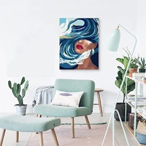 FILASLFT Girls Paint by Number for Adults,Sea Wave Paint by Numbers Beginner,Paint by Number for Kid,Home Fashion Style Interior Decoration Paint by Number,Size 16 * 20Inch.