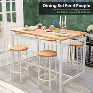 DKLGG Dining Table Set for 4 Bar Kitchen Table and Chairs for 4, Small Kitchen Table with 4 Stools, Wooden Dinner Table Set for 4, 5 Piece Dining Table Set Dining Room Table Set for Small Space