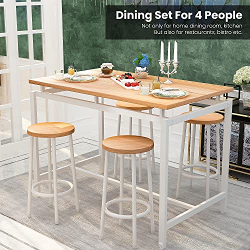 DKLGG Dining Table Set for 4 Bar Kitchen Table and Chairs for 4, Small Kitchen Table with 4 Stools, Wooden Dinner Table Set for 4, 5 Piece Dining Table Set Dining Room Table Set for Small Space