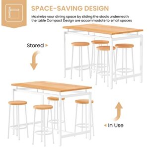 DKLGG Dining Table Set for 4 Bar Kitchen Table and Chairs for 4, Small Kitchen Table with 4 Stools, Wooden Dinner Table Set for 4, 5 Piece Dining Table Set Dining Room Table Set for Small Space