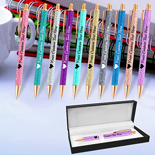 10PCS Personalized Ballpoint Pens with Stylus Custom Imprint Glitter Ballpoint Pen with Name Customized Ballpoint Pens Gift for Teacher Men Women