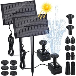 retisee 2 packs solar birdbath fountain pump kit with 6 nozzles 1.5w solar power water fountain for bird bath 160l/h submersible solar floating pump with solar panel for bird bath pond garden fish