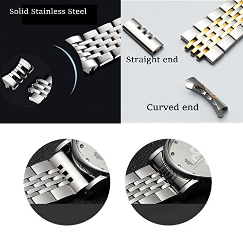 Niziruoup 22mm Stainless Steel Watch Band, Universal Metal Watch Bracelet Strap Replacement Band fit Men Women Watches and SmartWatches, Stainless Steel, Two-Tone Silver Gold