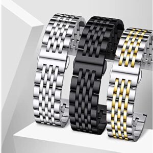 Niziruoup 22mm Stainless Steel Watch Band, Universal Metal Watch Bracelet Strap Replacement Band fit Men Women Watches and SmartWatches, Stainless Steel, Two-Tone Silver Gold