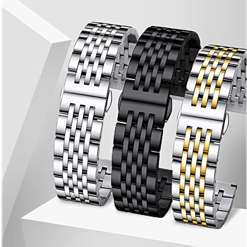 Niziruoup 22mm Stainless Steel Watch Band, Universal Metal Watch Bracelet Strap Replacement Band fit Men Women Watches and SmartWatches, Stainless Steel, Two-Tone Silver Gold