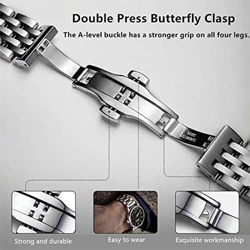 Niziruoup 22mm Stainless Steel Watch Band, Universal Metal Watch Bracelet Strap Replacement Band fit Men Women Watches and SmartWatches, Stainless Steel, Two-Tone Silver Gold