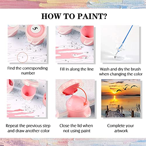 Eterkosu Daisy Flowers Paint by Numbers for Adults - DIY Adult Paint by Number Kits Pack On Canvas Painting by Numbers for Beginners,Acrylic Paint Crafts for Home Decor 16x20 Inch