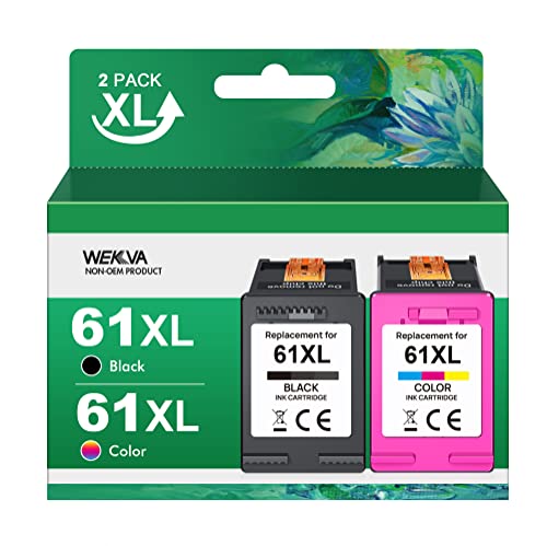 61XL Ink Cartridge Combo Pack High Yield Replacement for HP Ink 61 HP 61XL Works with HP Envy 4500 5530 5534 4502 Deskjet 1000 3000 2540 1010 3510 Officejet 4635 4630 Printer (1 Black, 1 Tri-Color)