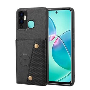 elubugod case for infinix hot 12 play case cover,with card slot case for infinix hot 12 play x6817 x6816c x6816 case cover black