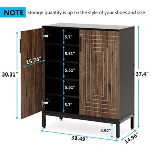 Tribesigns Shoe Cabinet with Doors, 20 Pairs Entryway Shoe Storage Cabinet with Shelves, 5-Tier Modern Free Standing Shoe Racks Storage Organizer for Closet, Living Room, Bedroom (Brown/Black)