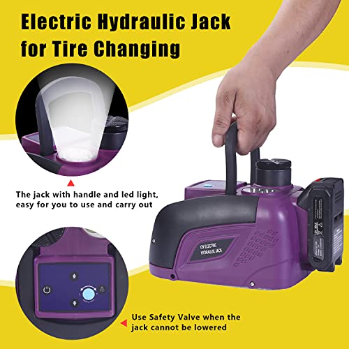 Trihelper Rechargeable Hydraulic Car Jack Electric Floor Jack 5 Ton Automotive Jack Lift 12V Tire Changing Emergency Kit with Cordless Remote Control for Trailer Truck SUV Gato Hidraulico para Carro