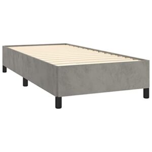 vidaXL Bed Frame, Upholstered Platform Bed for Bedroom, Single Bed Base with Wooden Slats Support, Light Gray 39.4"x74.8" Twin Velvet