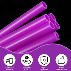 6pcs Replacement Straws for Owala FreeSip 24oz 32oz, Reusable Plastic Straws with Cleaning Brush for Owala Insulated Water Bottle 24 oz 32 oz and Flip 25 oz, Tumbler Accessories (Purple)