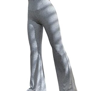 SOLY HUX Women's High Waisted Flare Leggings Sweatpants Bell Bottoms Bootcut Yoga Pants Solid Light Grey M