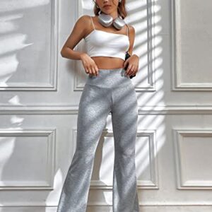 SOLY HUX Women's High Waisted Flare Leggings Sweatpants Bell Bottoms Bootcut Yoga Pants Solid Light Grey M