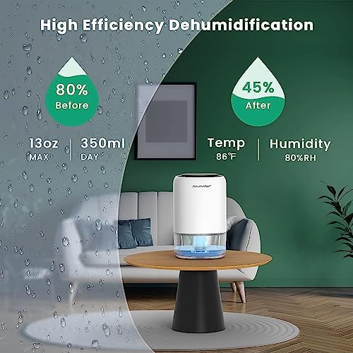 Dehumidifiers for Bathroom - Kitette Electric Dehumidifier for Bathroom with 50OZ Watertank, Quiet Deihumidifier for Bedroom Wardrobe Camper Trailer, 7 Color LED Light, Auto Shut Off