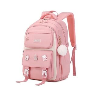 qhrids girls backpack aesthetic laptop backpacks 15.6 inch kids elementary college school bag kawaii large bookbag anime casual travel daypack for teen girls women students