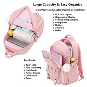 QHRIDS Girls Backpack Aesthetic Laptop Backpacks 15.6 Inch Kids Elementary College School Bag Kawaii Large Bookbag Anime Casual Travel Daypack for Teen Girls Women Students