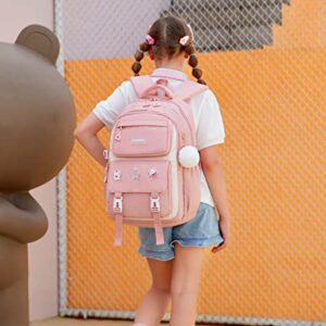 QHRIDS Girls Backpack Aesthetic Laptop Backpacks 15.6 Inch Kids Elementary College School Bag Kawaii Large Bookbag Anime Casual Travel Daypack for Teen Girls Women Students