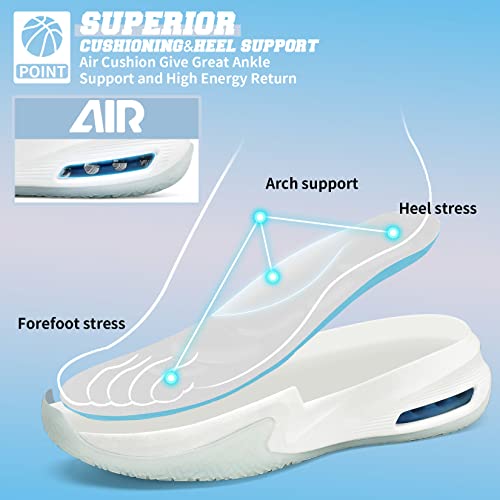 ASHION High Top Mens Basketball Shoes Breathable Non Slip Outdoor Sneakers Cushioning Athletic Gym Running Walking Shoes White