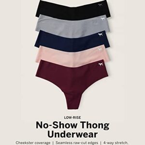 Victoria's Secret PINK No Show Thong, 5 Pack Panties for Women (L)