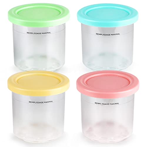 Anbige Replacement Parts 4 Pack Creami Pints and Lids, Compatible with Ninja CREAMi Ice Cream Maker NC301 NC300 NC299AMZ CN305A CN301CO Series