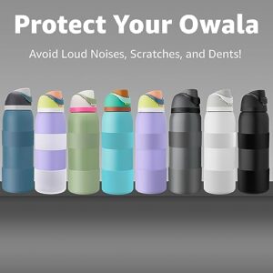 Jmoe USA Silicone Boot Sleeve + Hand Grip for Owala 40oz Water Bottle | BPA Free & Food-Grade Silicone Rubber | Protective Anti-Slip Bottom Bumper Cover | Protects Against Dents & Scratches (White)