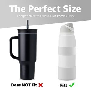 Jmoe USA Silicone Boot Sleeve + Hand Grip for Owala 40oz Water Bottle | BPA Free & Food-Grade Silicone Rubber | Protective Anti-Slip Bottom Bumper Cover | Protects Against Dents & Scratches (White)