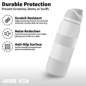 Jmoe USA Silicone Boot Sleeve + Hand Grip for Owala 40oz Water Bottle | BPA Free & Food-Grade Silicone Rubber | Protective Anti-Slip Bottom Bumper Cover | Protects Against Dents & Scratches (White)