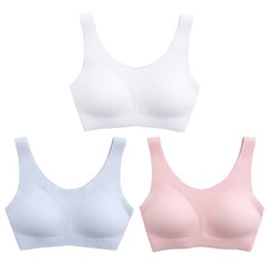 yacca girls seamless bra ultra comfort soft,removable thin aa cup,invisible dig-free teen bras,girls training bra 8-10 10-12 12-14 14-16 16-18 years old