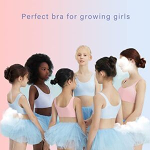 YACCA Girls Seamless Bra Ultra Comfort Soft,Removable Thin AA Cup,Invisible Dig-Free Teen Bras,Girls Training Bra 8-10 10-12 12-14 14-16 16-18 Years Old