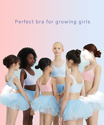 YACCA Girls Seamless Bra Ultra Comfort Soft,Removable Thin AA Cup,Invisible Dig-Free Teen Bras,Girls Training Bra 8-10 10-12 12-14 14-16 16-18 Years Old