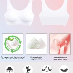 YACCA Girls Seamless Bra Ultra Comfort Soft,Removable Thin AA Cup,Invisible Dig-Free Teen Bras,Girls Training Bra 8-10 10-12 12-14 14-16 16-18 Years Old