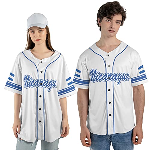 Personalized Nicaragua Baseball Jersey, Custom Nicaragua Baseball Jersey for Men & Women, Nicaraguan Camisas Shirt (Style 6)