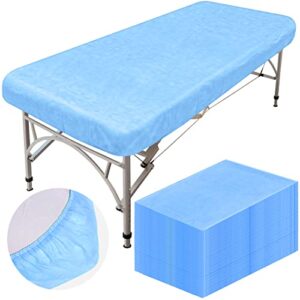 mixweer 30 pcs massage table sheets non woven fitted spa bed cover protective breathable disposable sheets for beauty salon skincare, 39 x 87 inches (blue)