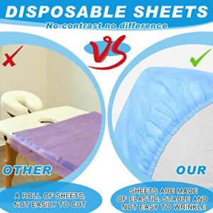 Mixweer 30 Pcs Massage Table Sheets Non Woven Fitted Spa Bed Cover Protective Breathable Disposable Sheets for Beauty Salon Skincare, 39 x 87 Inches (Blue)