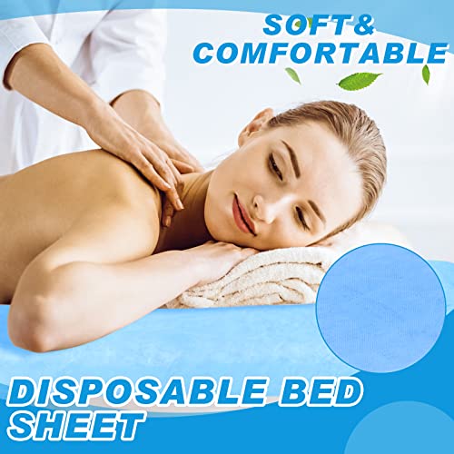 Mixweer 30 Pcs Massage Table Sheets Non Woven Fitted Spa Bed Cover Protective Breathable Disposable Sheets for Beauty Salon Skincare, 39 x 87 Inches (Blue)