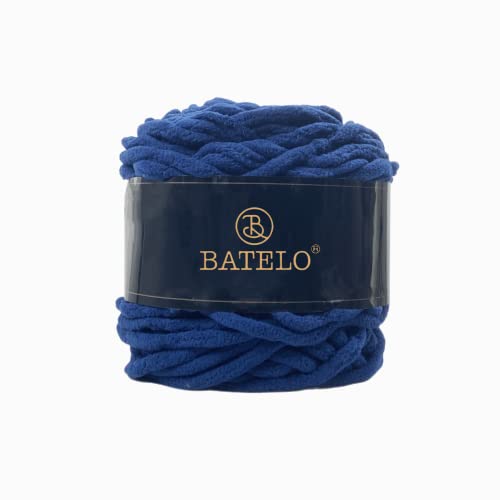 BATELO Blanket Yarn, Thick Chenille Yarn for Crocheting & Knitting, 6 Super Bulky, 3.30z/100g, 50yd/45m - Navy