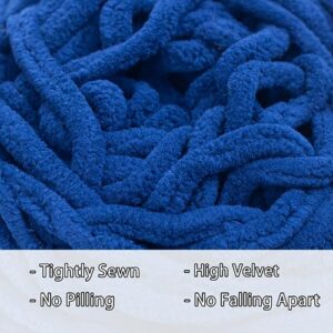 BATELO Blanket Yarn, Thick Chenille Yarn for Crocheting & Knitting, 6 Super Bulky, 3.30z/100g, 50yd/45m - Navy