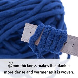 BATELO Blanket Yarn, Thick Chenille Yarn for Crocheting & Knitting, 6 Super Bulky, 3.30z/100g, 50yd/45m - Navy