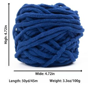 BATELO Blanket Yarn, Thick Chenille Yarn for Crocheting & Knitting, 6 Super Bulky, 3.30z/100g, 50yd/45m - Navy