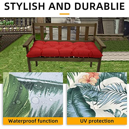 Srutirbo Waterproof Indoor/Outdoor Bench Cushion Garden Non-Slip Swing Chair Cushion,Thicken 8CM Loveseat Cushion Patio Furniture Swing Wicker Garden Bench, Indoor Lounger Seat (47x19in, Hawaiian)