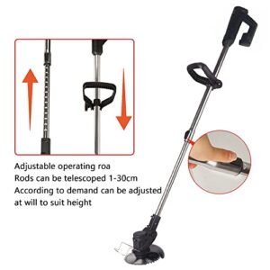 Electric Weed Wacker Cordless Grass Trimmer, Weed Wacker Battery Powered, Lawn Grass Edger Tool Electric Brush Cutter with Adjustable Handle 3 Function Blades for Yard and Garden