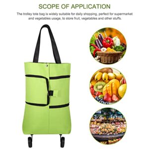 2023 New 2 in 1 Foldable Shopping Cart, Portable Collapsible Shopping Bag with Wheels, Lightweight Waterproof Rolling Shopping Bag, Trolley Tote Bag Stair Climbing Cart for Traveling Shopping.