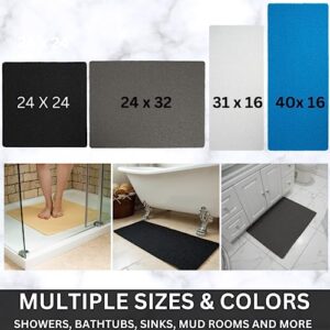 ENKOSI Loofa Shower Mat Non Slip - Shower Mats for Bathroom - Stall Mat - Shower Floor Grips Mat - Shower Matts for Showers Anti Slip - Shower Anti Slip - Stall Mats - PVC Bathroom (Black 24x24)