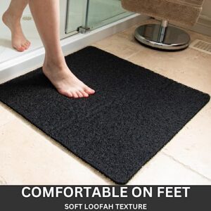 ENKOSI Loofa Shower Mat Non Slip - Shower Mats for Bathroom - Stall Mat - Shower Floor Grips Mat - Shower Matts for Showers Anti Slip - Shower Anti Slip - Stall Mats - PVC Bathroom (Black 24x24)