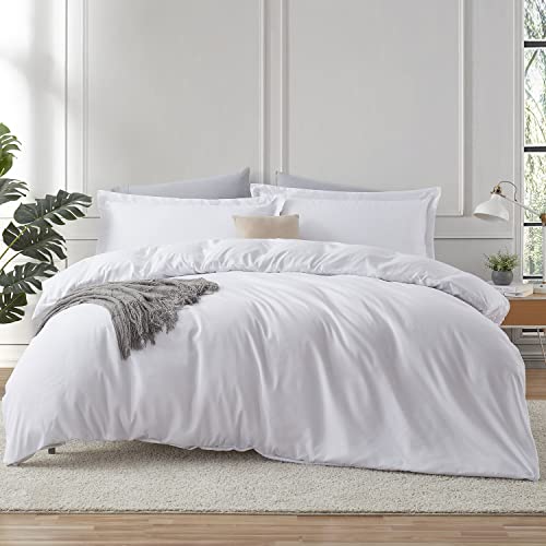 Hearth & Harbor Twin Duvet Cover Set - Soft White Duvet Cover Twin, Double Brushed Twin/Twin XL Duvet Cover 2 Piece with Button Closure, 1 Twin Size Duvet Cover 68x90 inches and 1 Pillow Sham