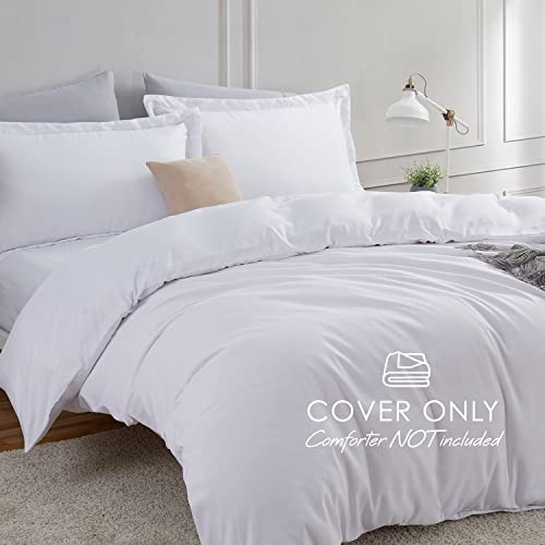 Hearth & Harbor Twin Duvet Cover Set - Soft White Duvet Cover Twin, Double Brushed Twin/Twin XL Duvet Cover 2 Piece with Button Closure, 1 Twin Size Duvet Cover 68x90 inches and 1 Pillow Sham