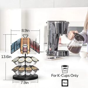 ULG Coffee Pod & Tea Bag Organizer Carousel Stand, K Cup Holder, Organizes 20 K-cups for Keurig and 60 Tea Bags - Coffee Bar Accessory for Kitchen Office, Countertop or Coffee Station Storage, Black